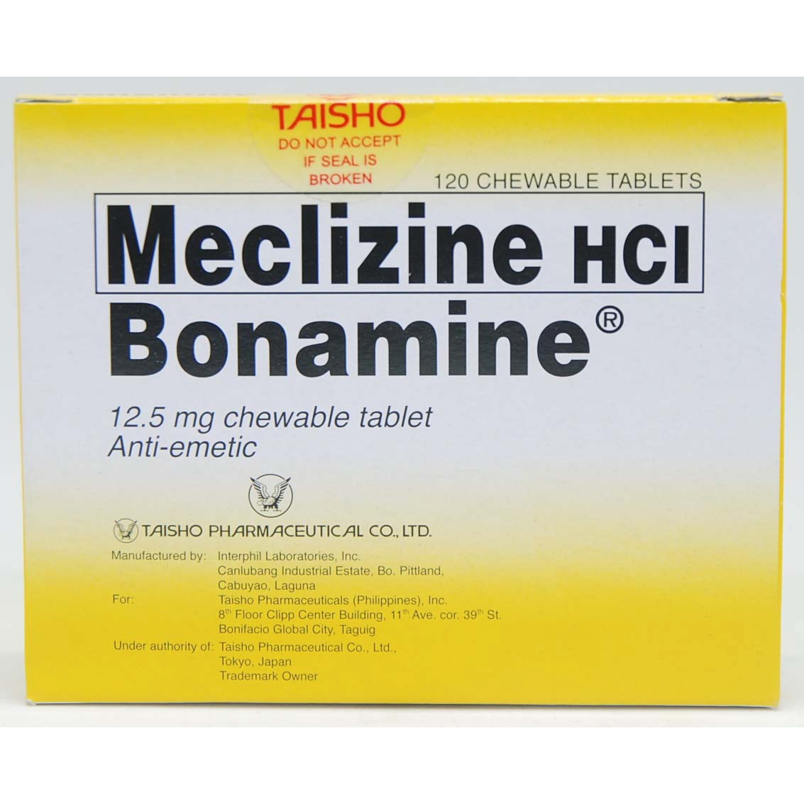 BONAMINE Meclizine Hydrochloride 12.5mg Chewable Tablet 120's price in ...